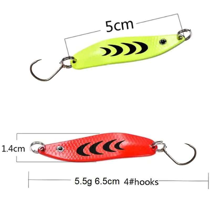 Trout Spoons Lure Set Yellow Silver Red Orange Gold 5 Pack